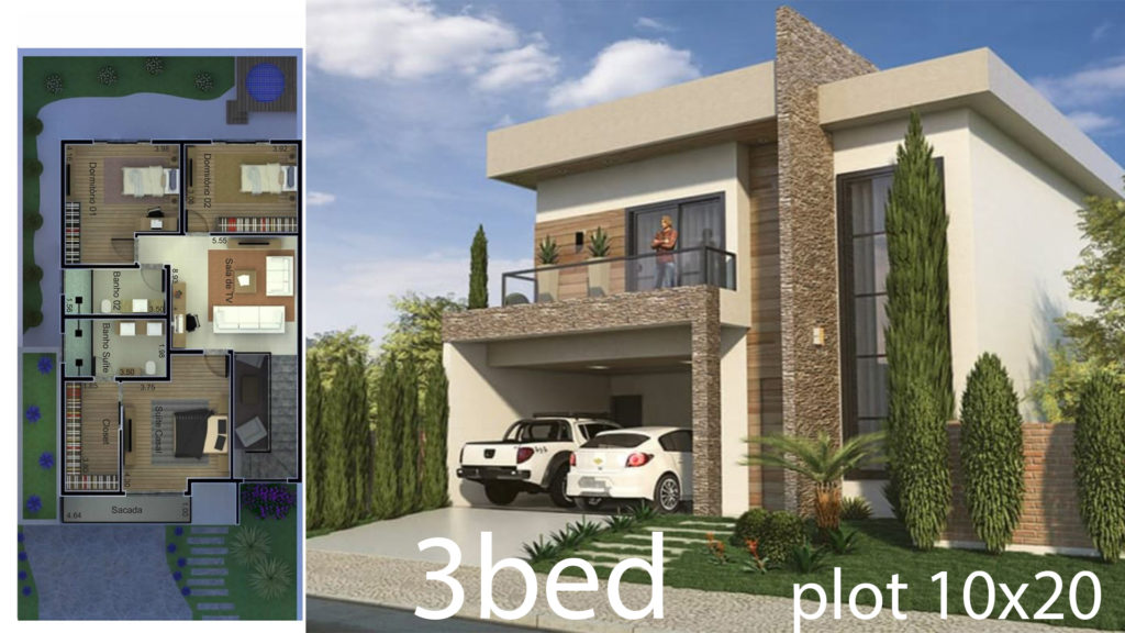 3 Bedrooms Home Design 10x20 Meters - Home Ideas