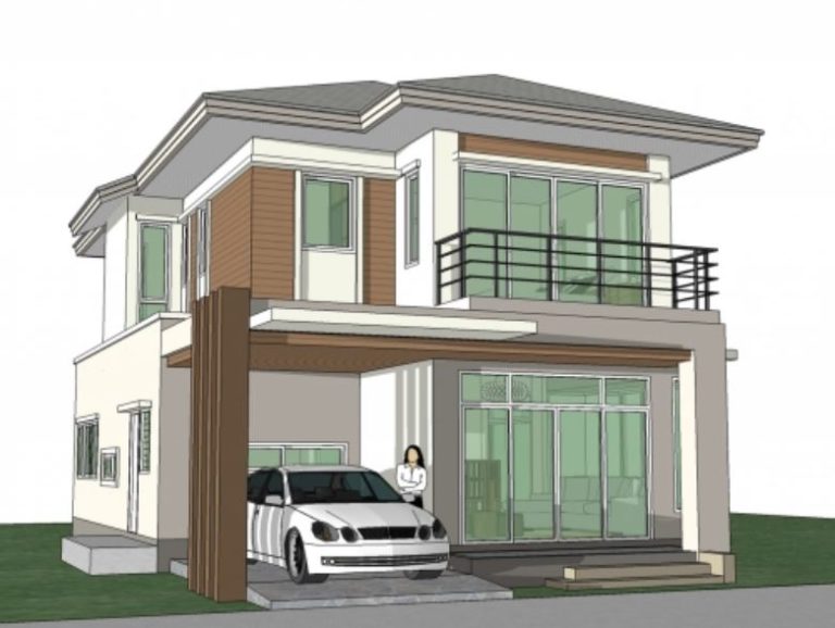 Home Design Plan 8x13m with 4 Bedrooms. - Home Ideas