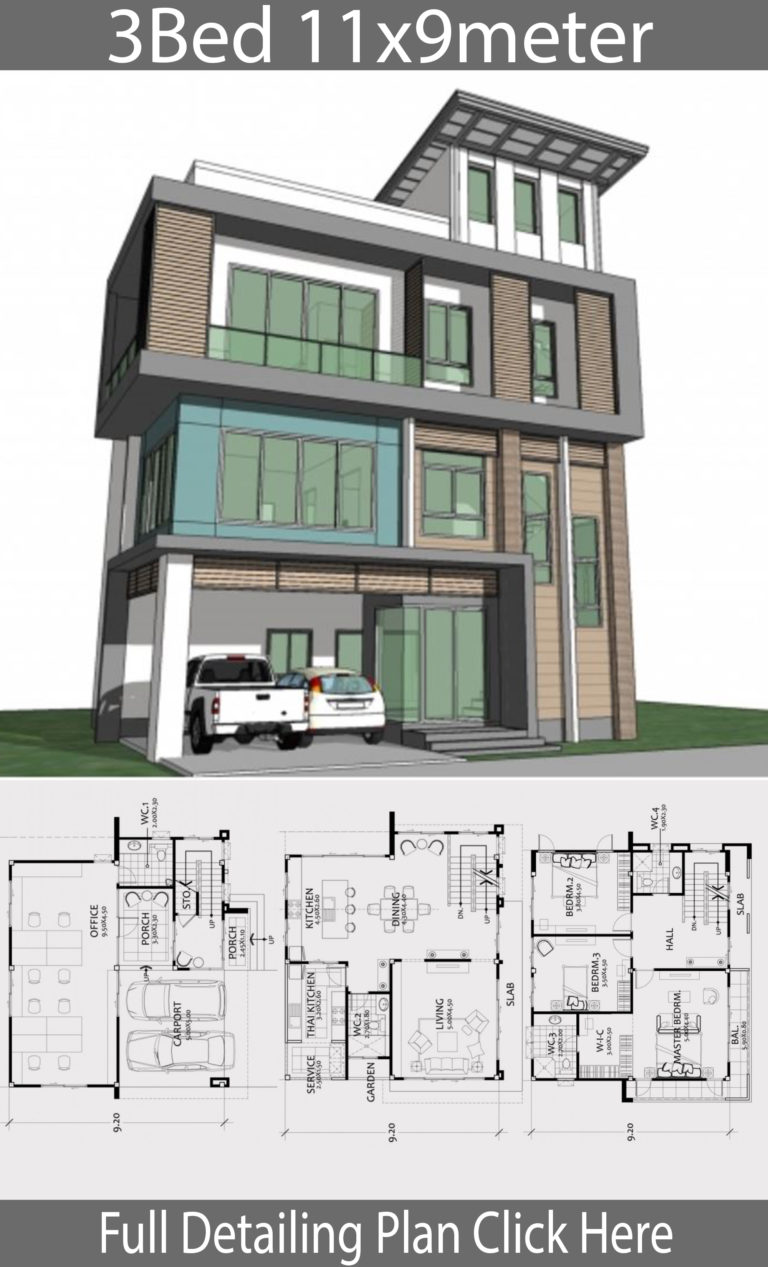 Home design plan 11x9m with 3 bedrooms - Home Ideas