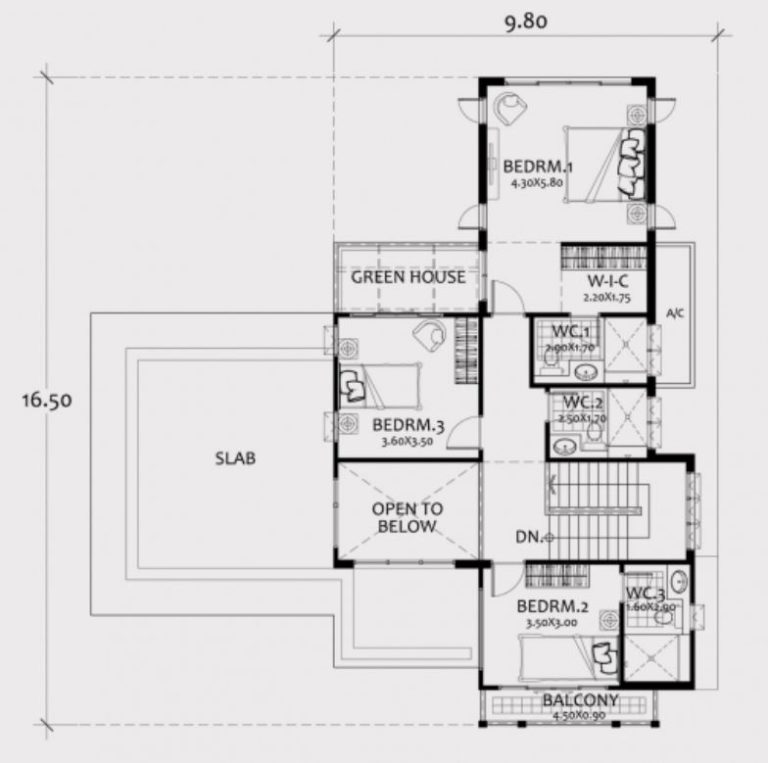 Home design plan 16x16m with 3 bedrooms - Home Ideas