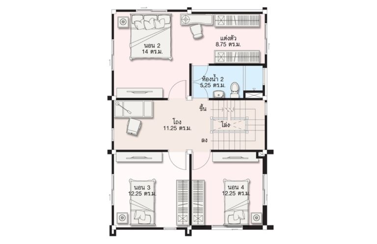 Home design plan 7x10m with 4 bedrooms - Home Ideas