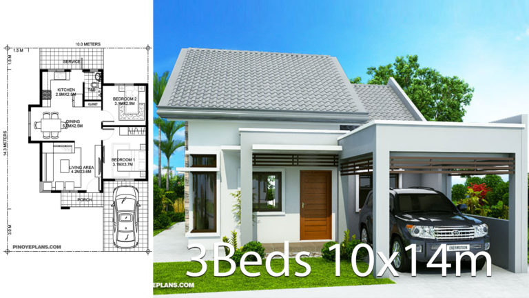 House design 10x14m with 2 bedrooms - Home Ideas