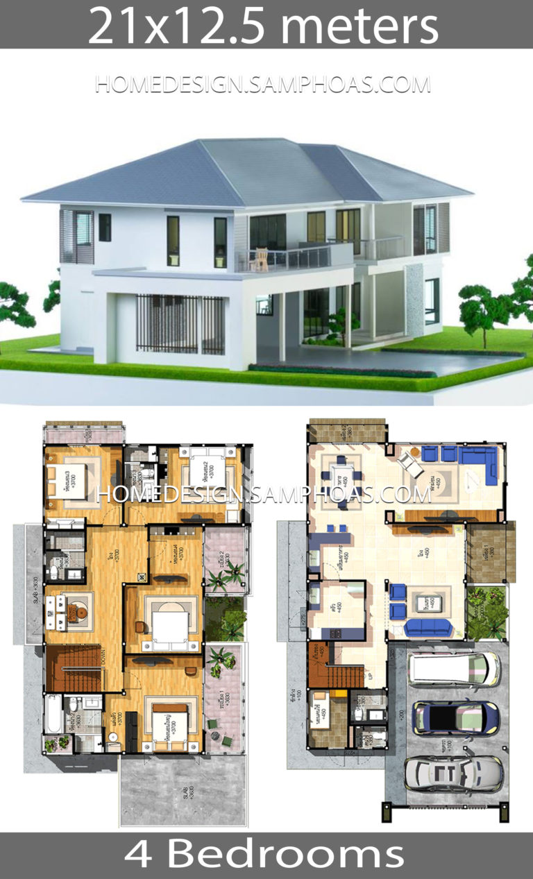House Plans Idea 21x12.5 with 4 bedrooms - Home Ideas