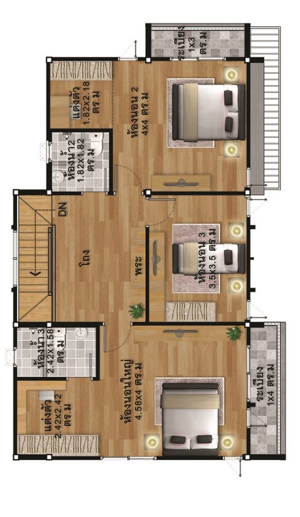 House design Plans Idea 12.x7 with 3 bedrooms - Home Ideas