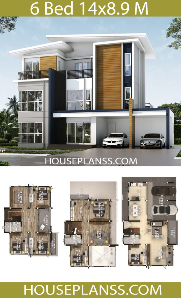 House design Plans 14x8.9 with 6 bedrooms - Home Ideas