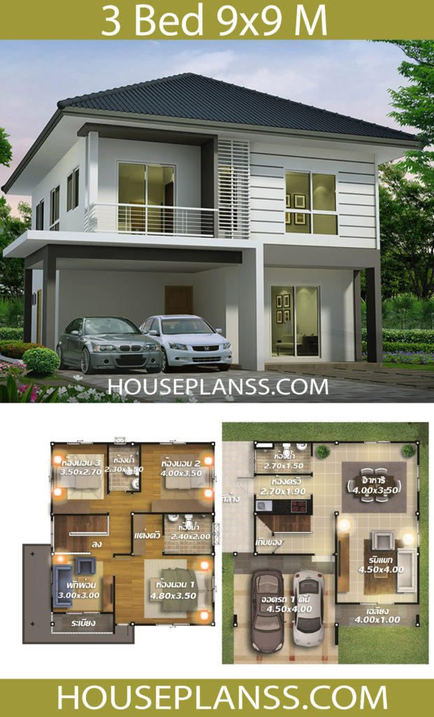House design Plans ides 9x9 with 3 bedrooms - Home Ideas