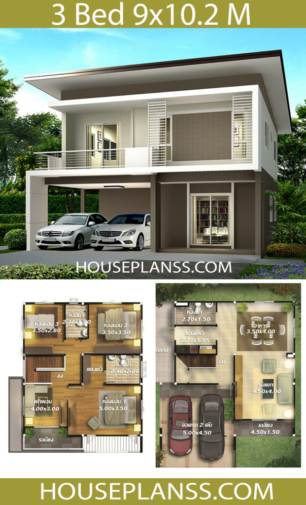 House design plans Idea 9x10.2 with 3 bedrooms - Home Ideas